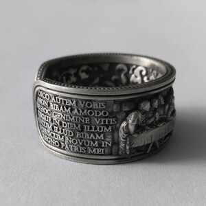 The Last Supper Christ Silver Ring, 925k Christian Cross Ring, Gothic Art Jewelry, Dainty Gift ...