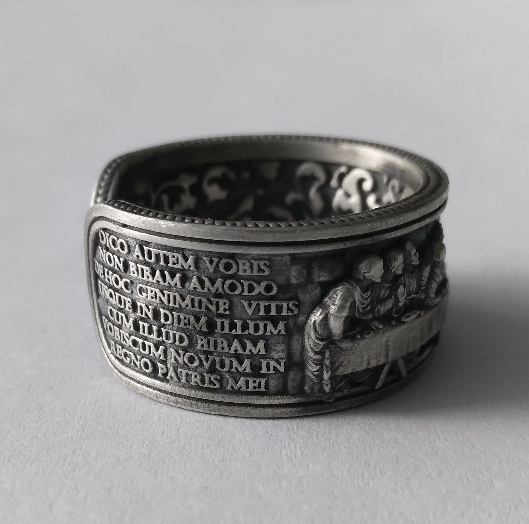 The Last Supper Christ Silver Ring 925k Christian Cross Ring - Etsy