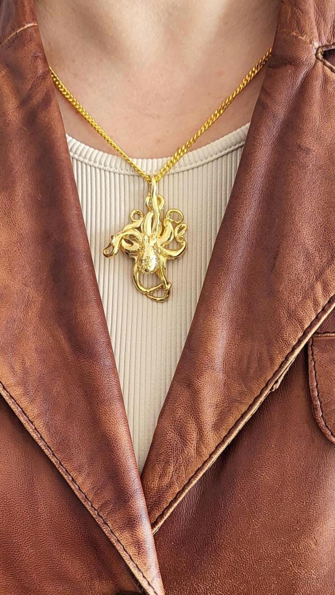 Gold Octopus Pendant for Men, 10k 14k 18k Solid Gold Jewelry, Gold ...