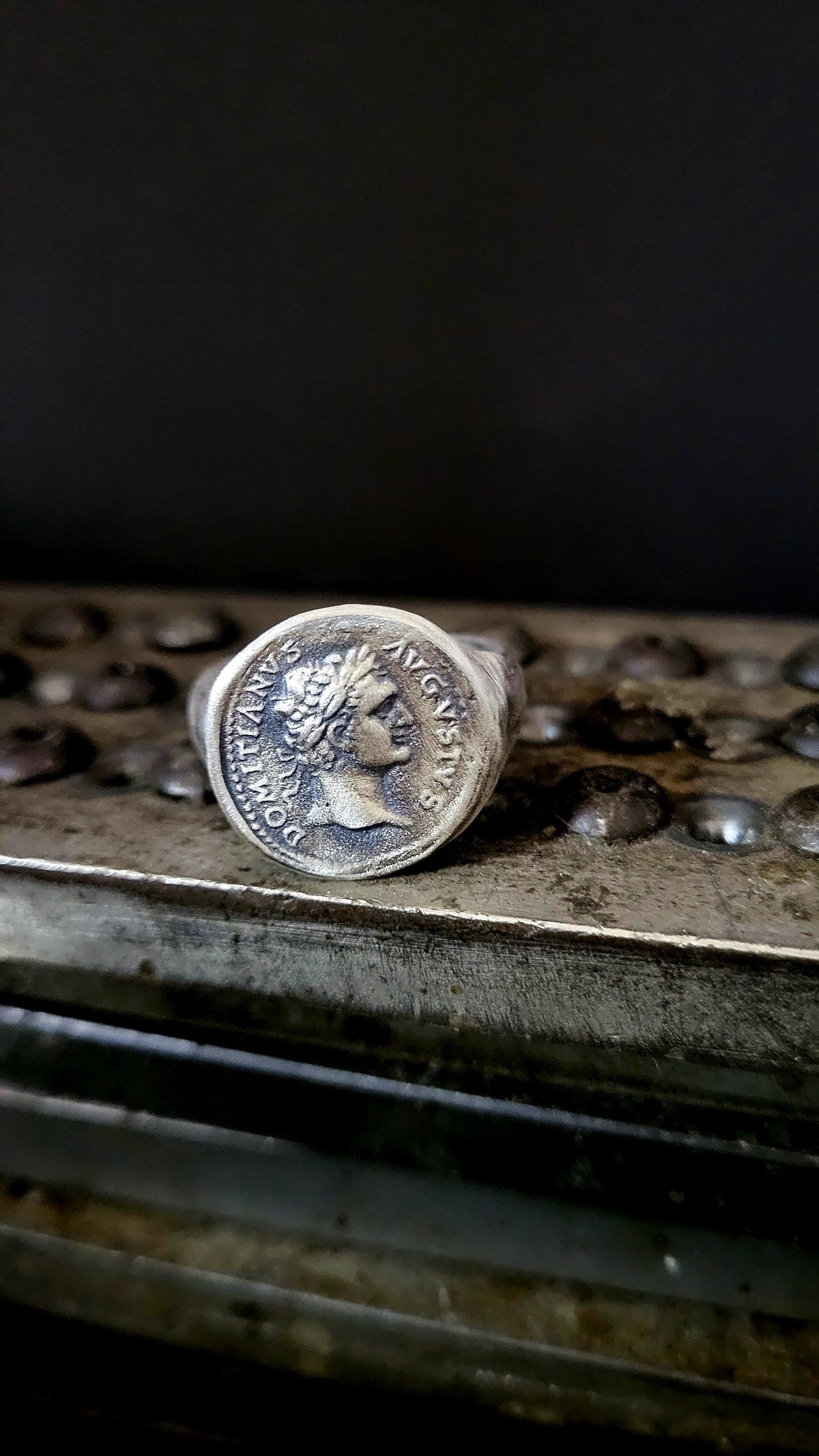 Domitianus Ancient Roman Emperor Ring: 925k Sterling Silver Replica ...
