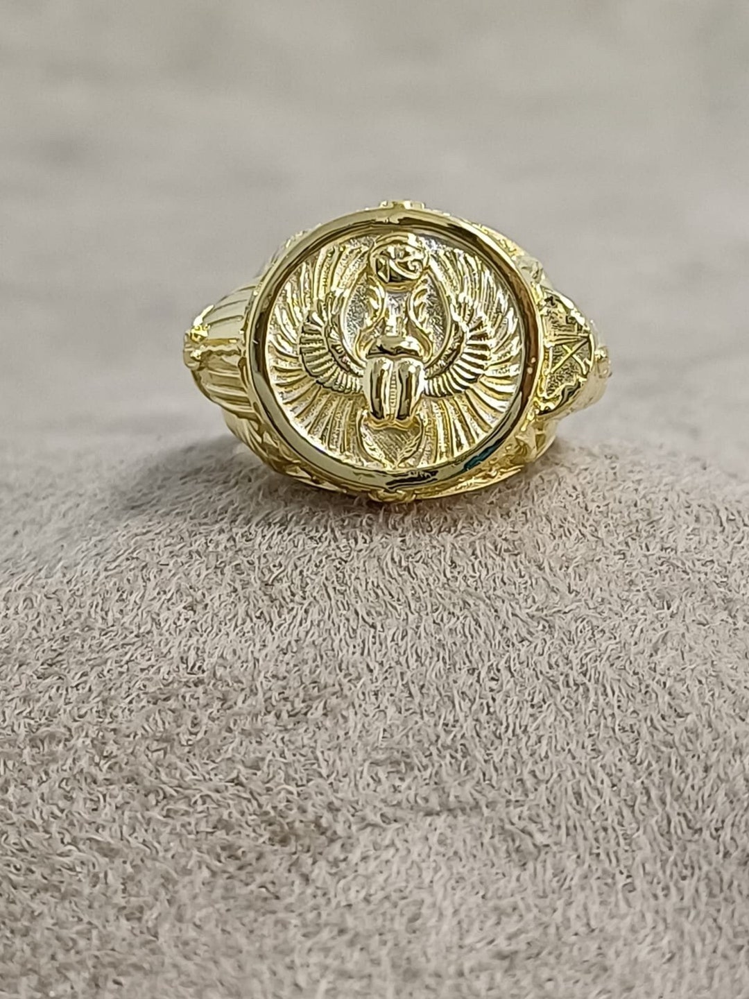 Gold Anubis Anpu Egyptian Men's Ring, 10k 14k 18k Solid Gold Jewelry ...