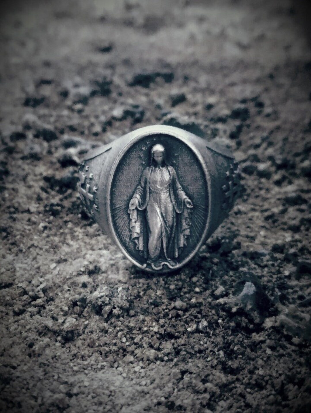 Virgin Mary Ancient Silver Ring, Our Lady of Mounth Carmel Ring, 925k ...