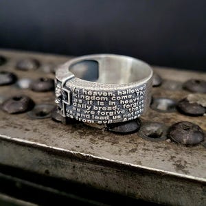 Handmade 925 Sterling Silver Lord's Prayer Ring - Jesus & Cross ...