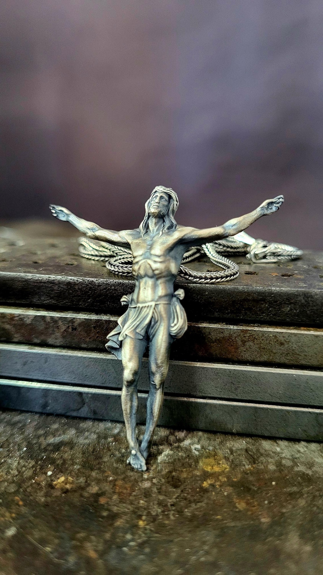 925k Oxidized Silver Jesus Christ Statue Pendant - 3D Artistic Design ...