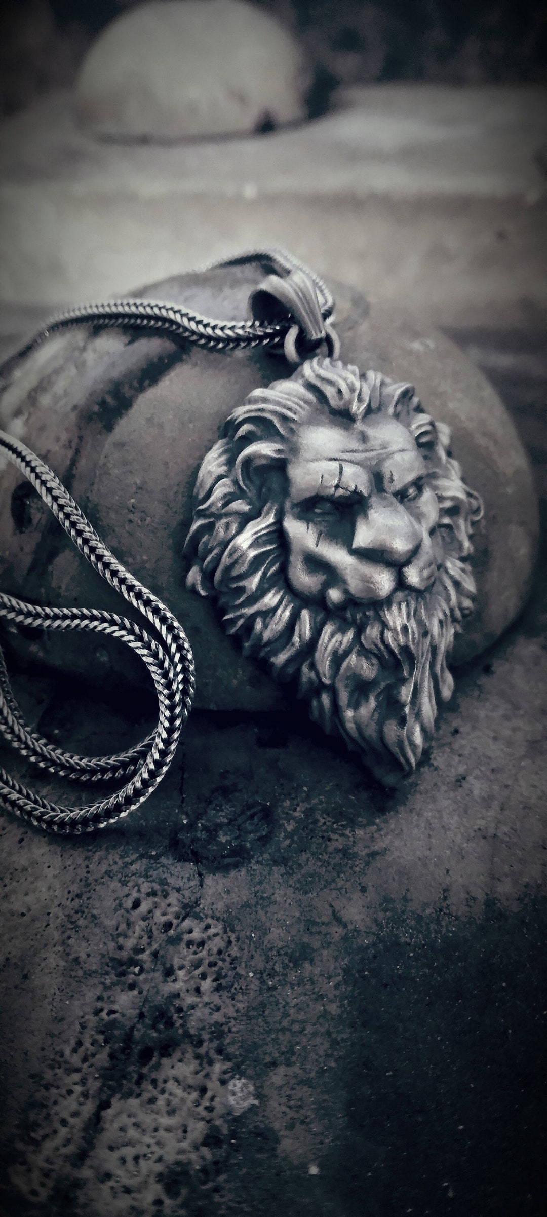 Scarface Lion Head Necklace With Chain 925k Sterling Silver - Etsy