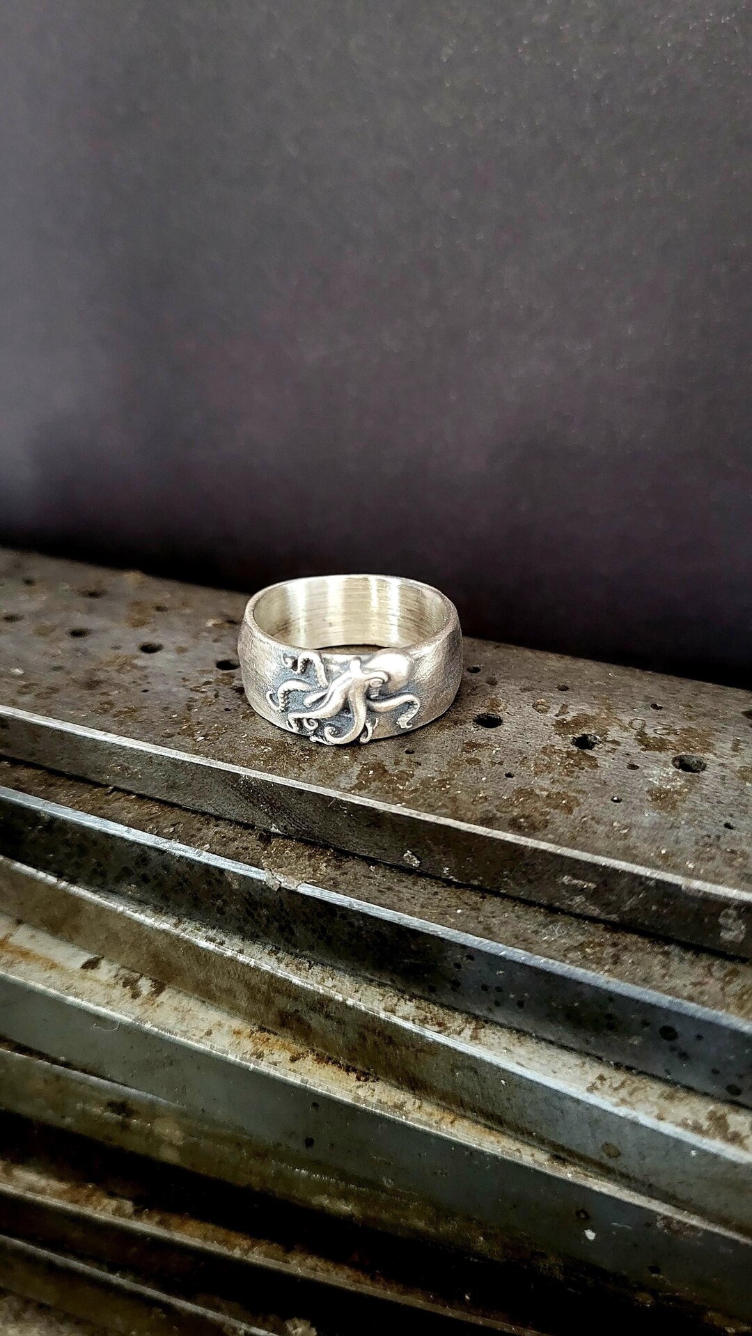 Octopus Silver Band Ring, Ocean Animal Jewelry, 925k Sterling Silver ...