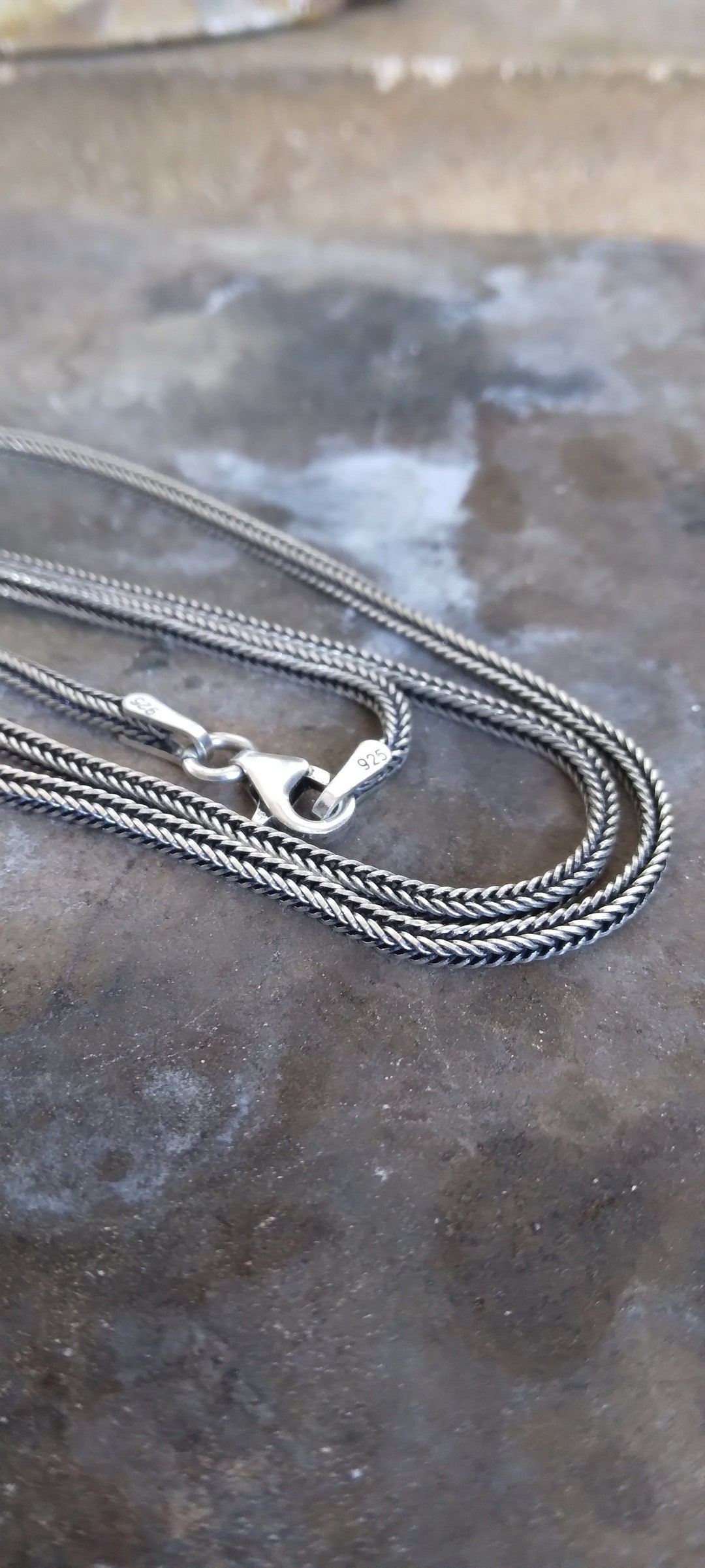 Fox Tail Silver Chain, 925k Oxidized Silver Chain, Fox Tail Men and ...