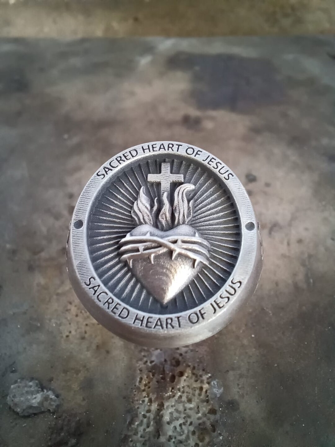 925 Sterling Silver Sacred Heart of Jesus Ring - Handmade Oxidized ...