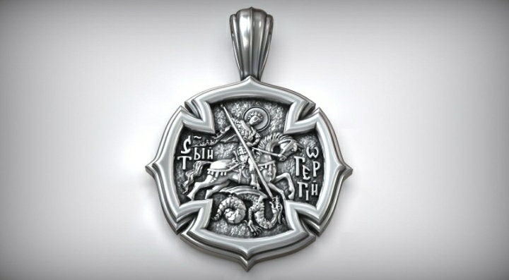 St George and Jesus Christ Orthodox Amulet Cross Silver - Etsy