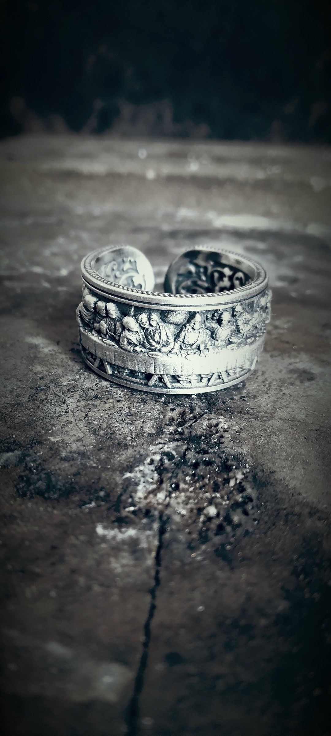 The Last Supper Christ Silver Ring, 925k Christian Cross Ring, Gothic ...
