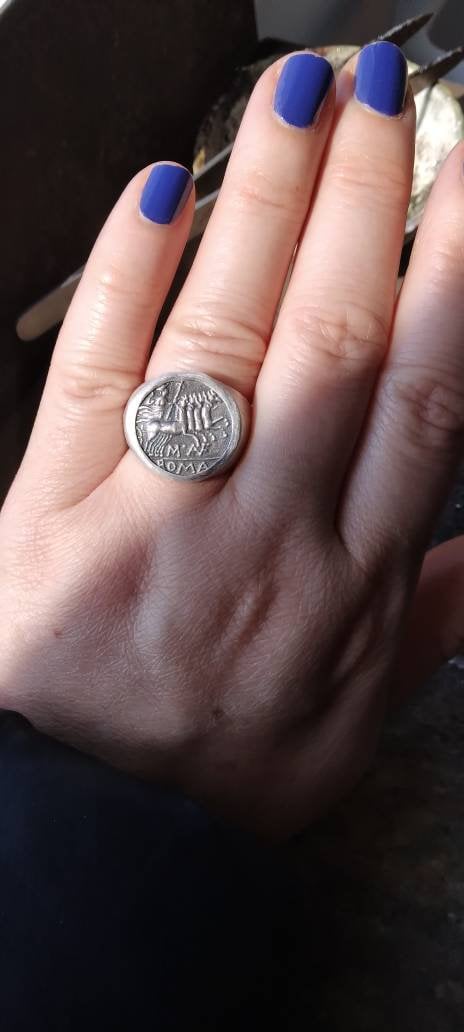 Ancient Roman Horses Sterling Silver Ring: Handmade Unisex Signet Ring ...