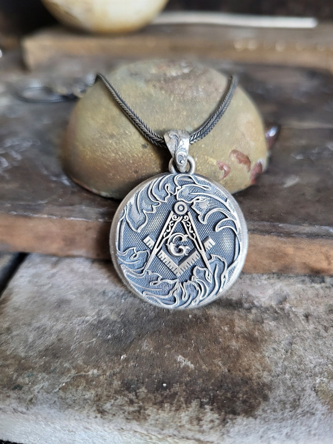 Silver Mason Pendant for Men, 925k Sterling Silver Handmade Jewelry ...