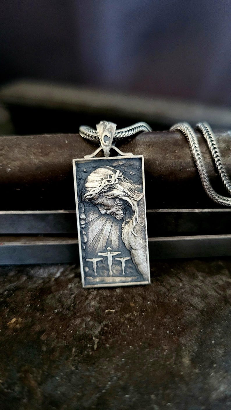 Crucified Jesus 3D Sterling Silver Necklace - Christian Mens Jewelry - Etsy