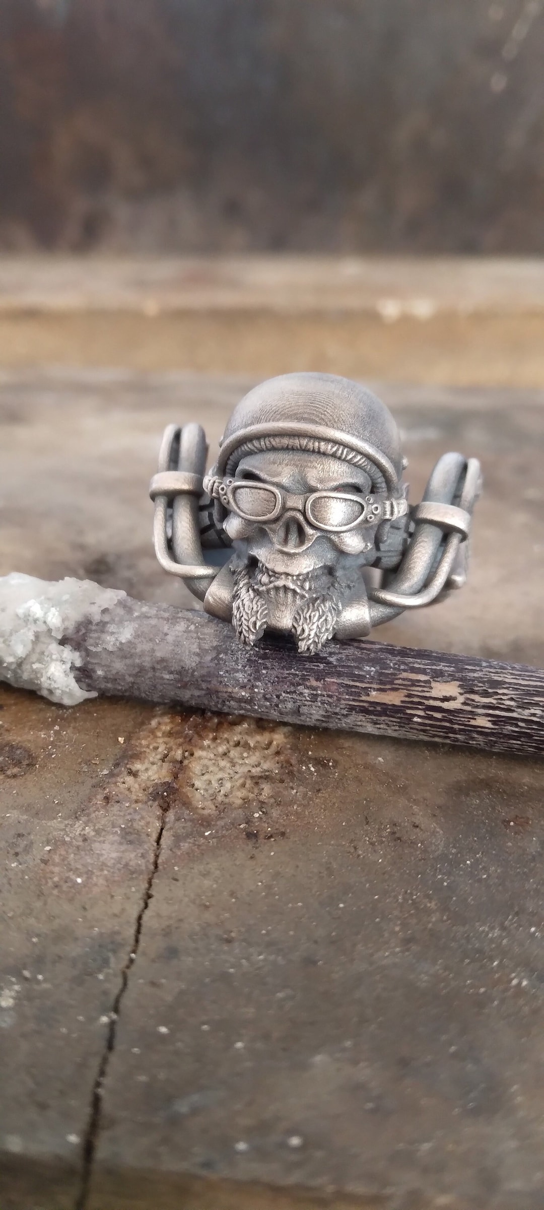 Silver Skull Biker Men's Ring, Human Skull Silver Ring, 925k Sterling ...