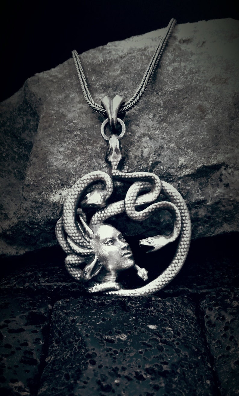 Medusa Silver Necklace, Greek Mythology Medusa Pendant, Customizable ...