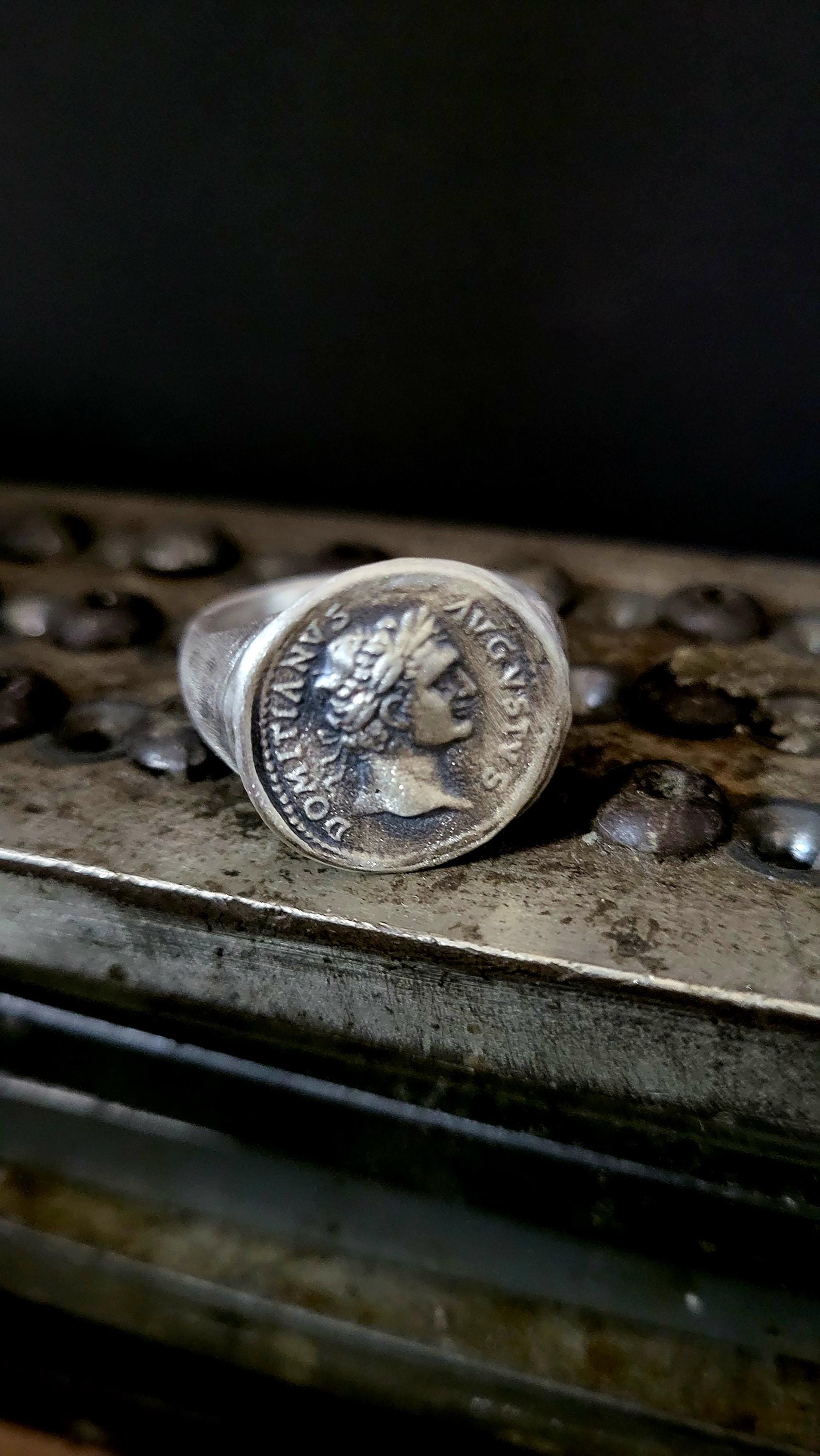 Domitianus Ancient Roman Emperor Ring: 925k Sterling Silver Replica ...