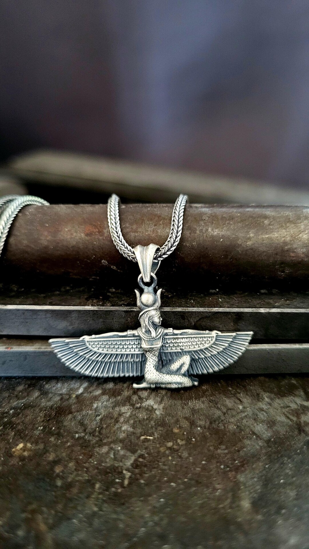 Silver Goddess Isis Pendant: Ancient Egyptian Isis Charm Necklace - Etsy