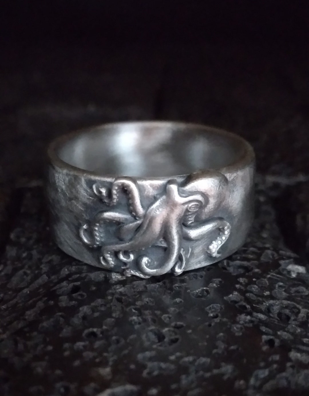 Octopus Silver Band Ring Ocean Animal Jewelry 925k Sterling - Etsy