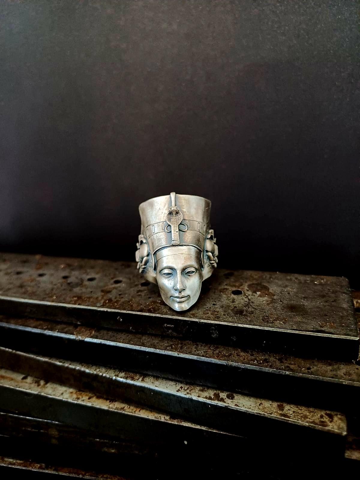 Queen Nefertiti Silver Ring: Handmade 925k Sterling Silver Egyptian ...