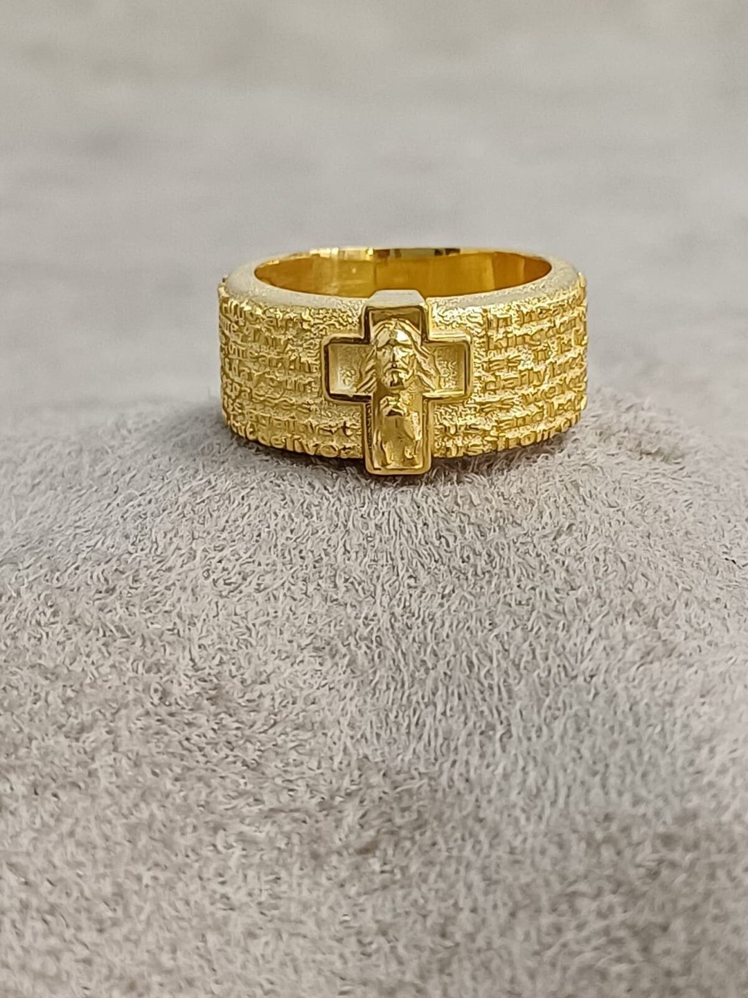 Gold Jesus Prayer Ring: Christian Signet Ring for Men - Etsy