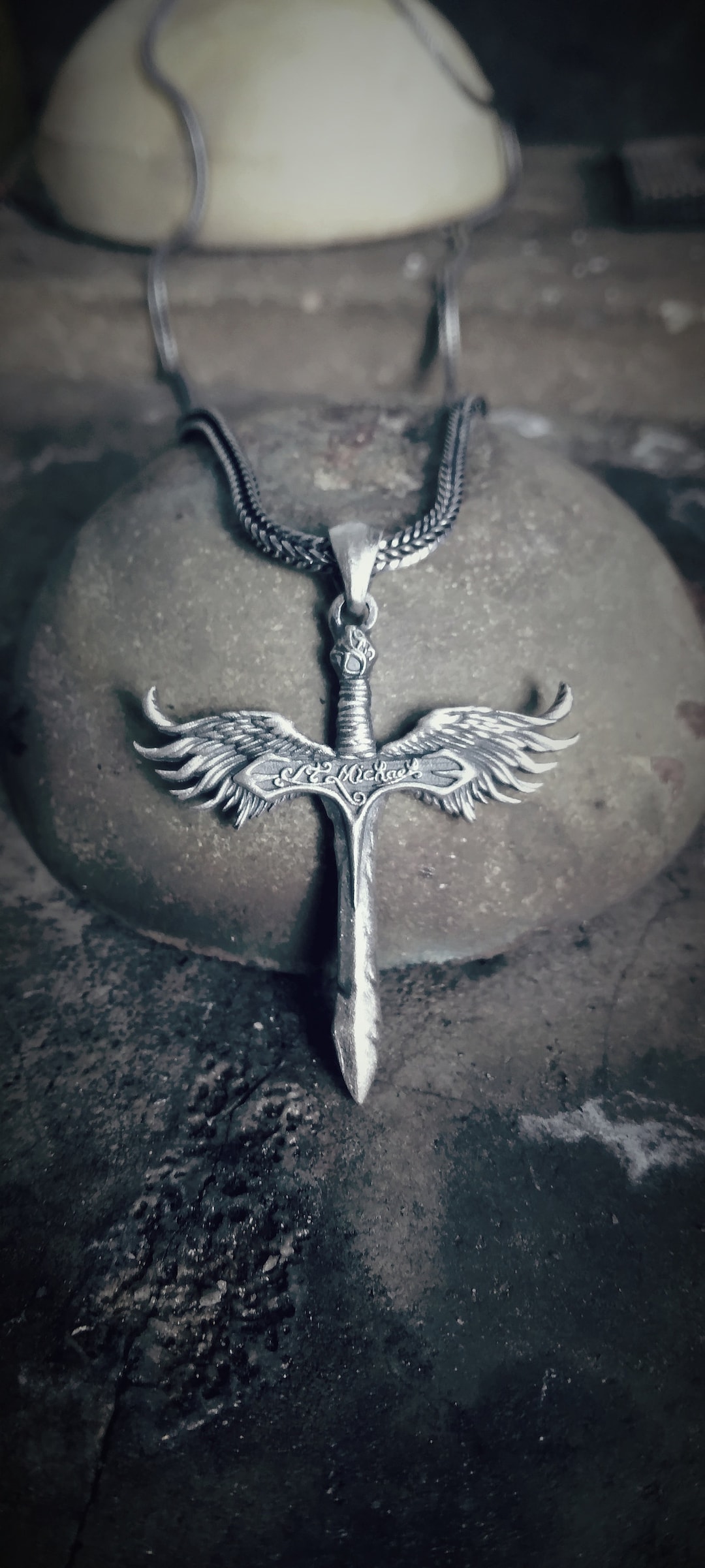 Archangel Michael Sword Necklace, Christian Art Jewelry, Eastern ...