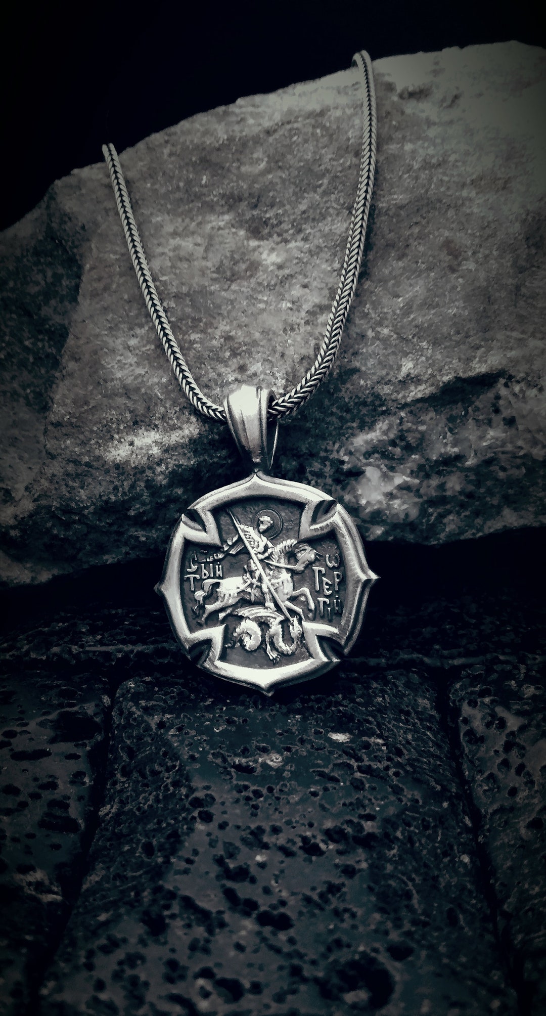 St George and Jesus Christ Orthodox Amulet Cross Silver - Etsy