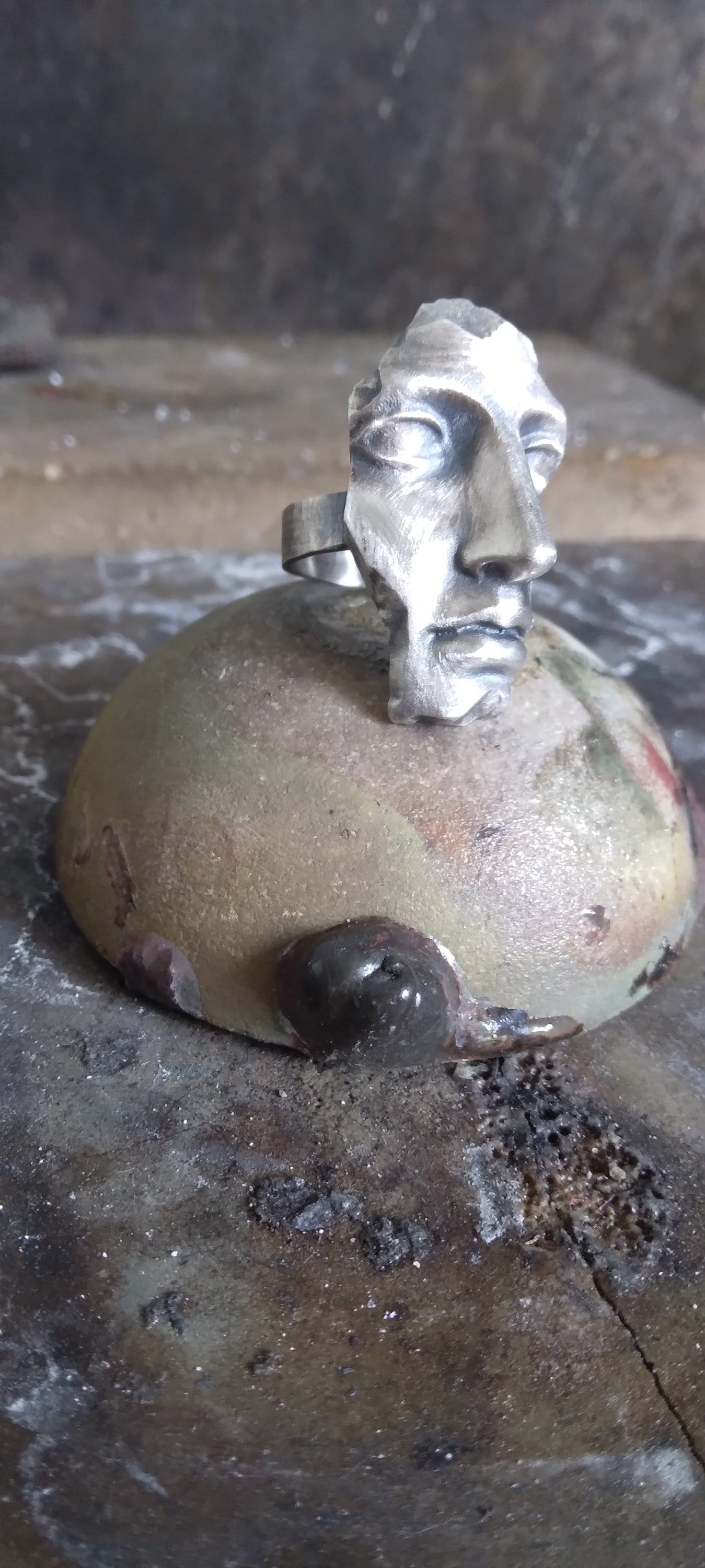 Antique Greek Silver Face Ring, 925k Sterling Silver Statement Ring ...