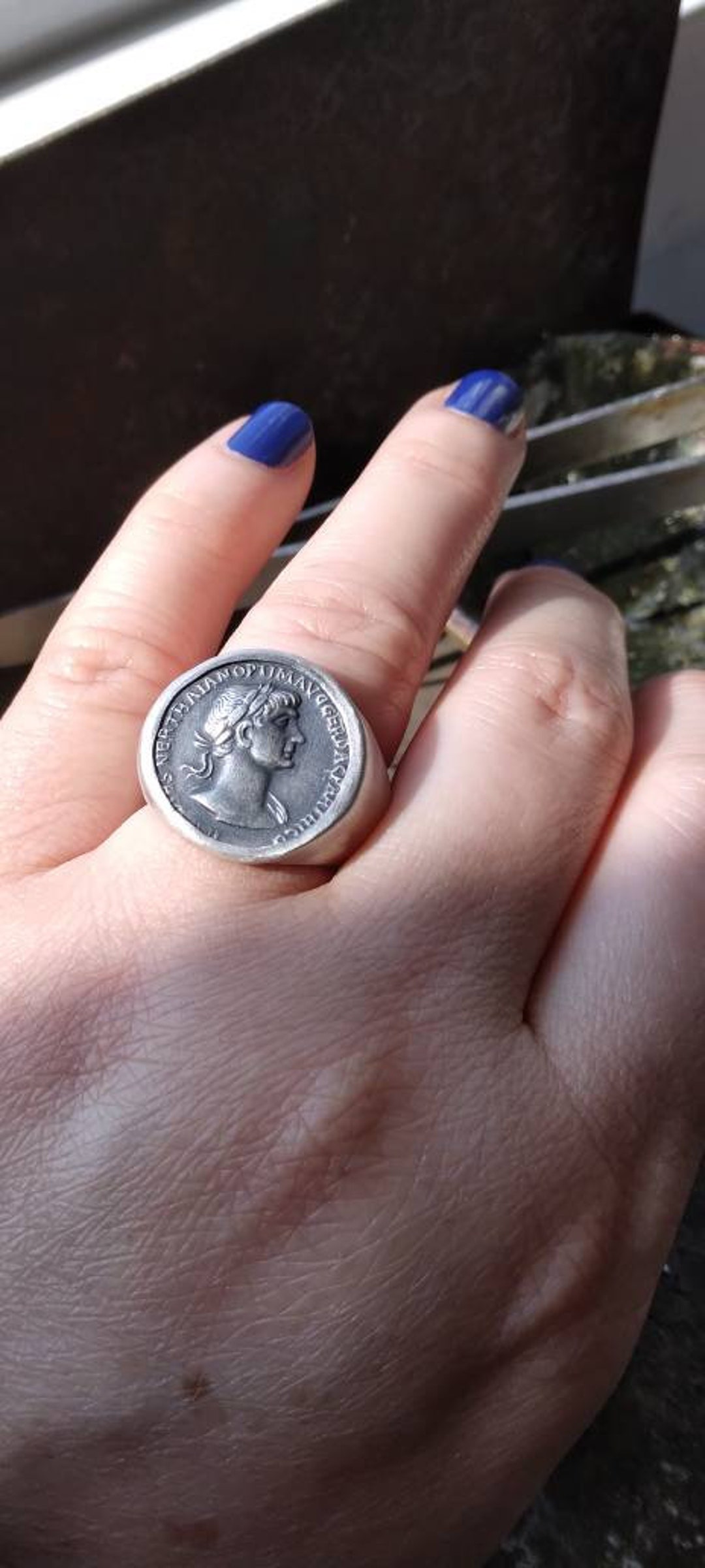 Ancient Trajan Denarius Coin Ring 925k Sterlin Silver - Etsy