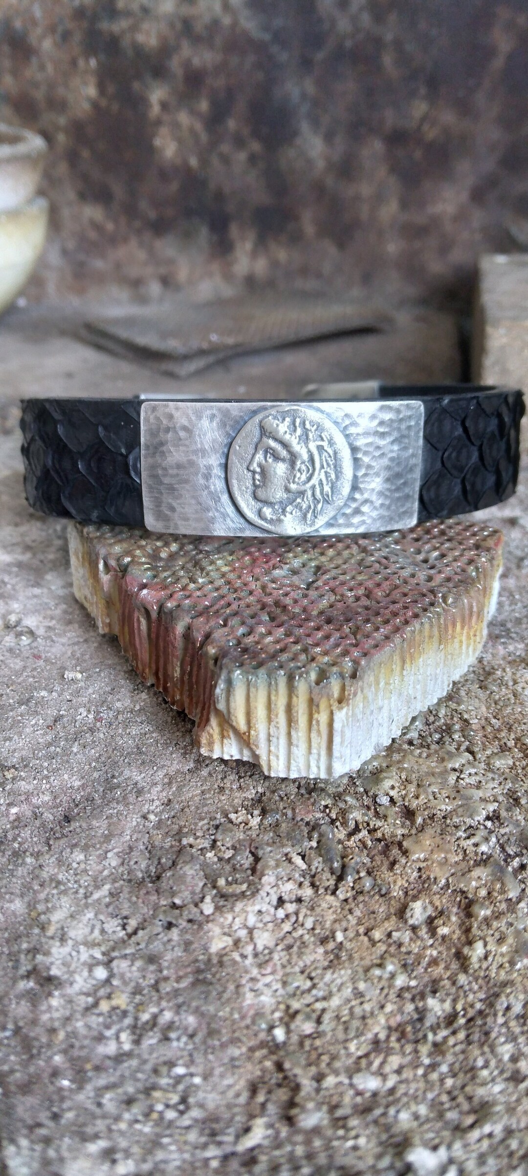 Python Leather Ancient Greek Bracelet for Men Women Great - Etsy