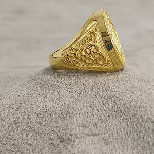 Gold Saint Benedict Handmade Ring, 10k 14k 18k Solid Gold Jewelry, Anel ...