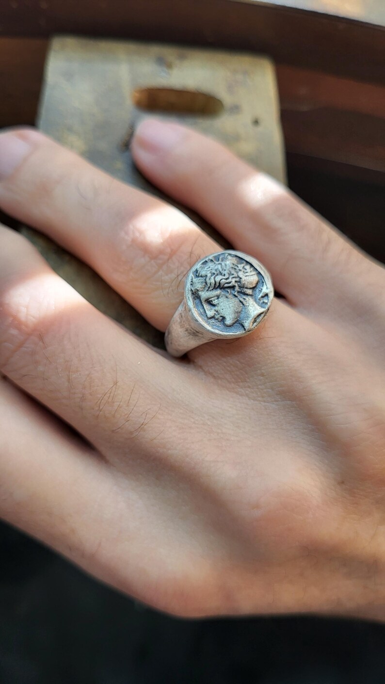 Arethusa Ancient Greek Coin Ring: Handmade Sterling Silver Signet Ring ...