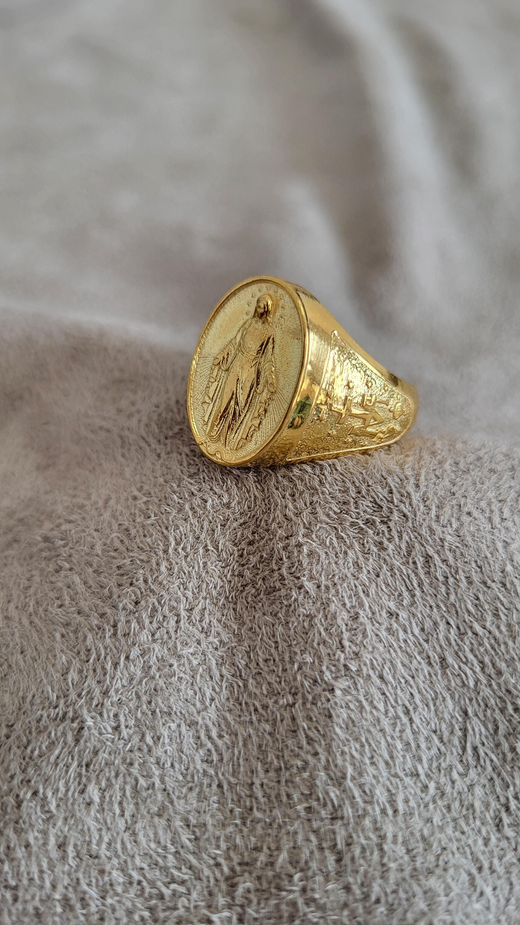 Gold Virgin Mary Miraculous Ring: 10k 14k 18k Solid Gold Religious ...