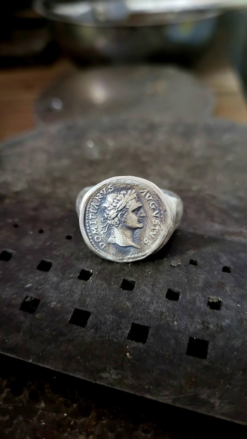 Domitianus Ancient Roman Emperor Ring: 925k Sterling Silver Replica ...