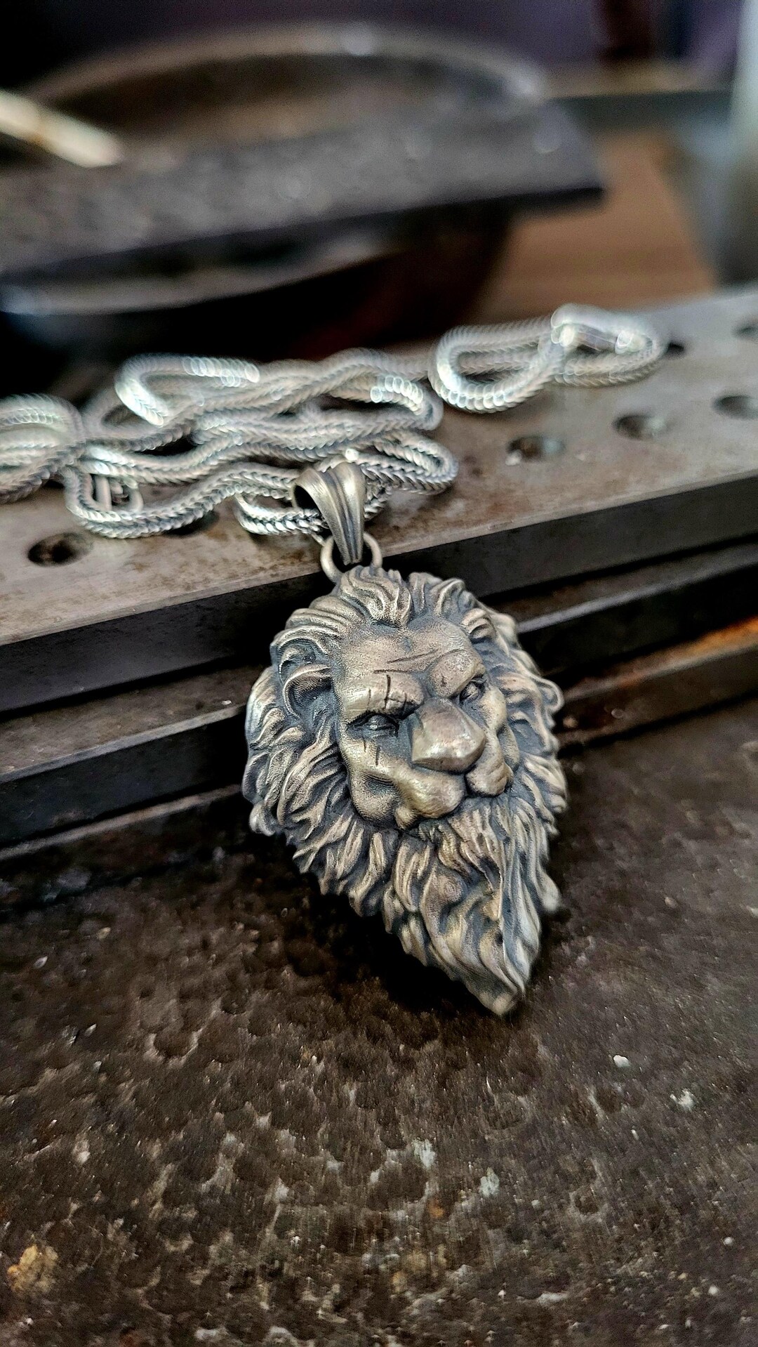 Scarface Lion Head Necklace With Chain, 925k Sterling Silver Jewelry ...