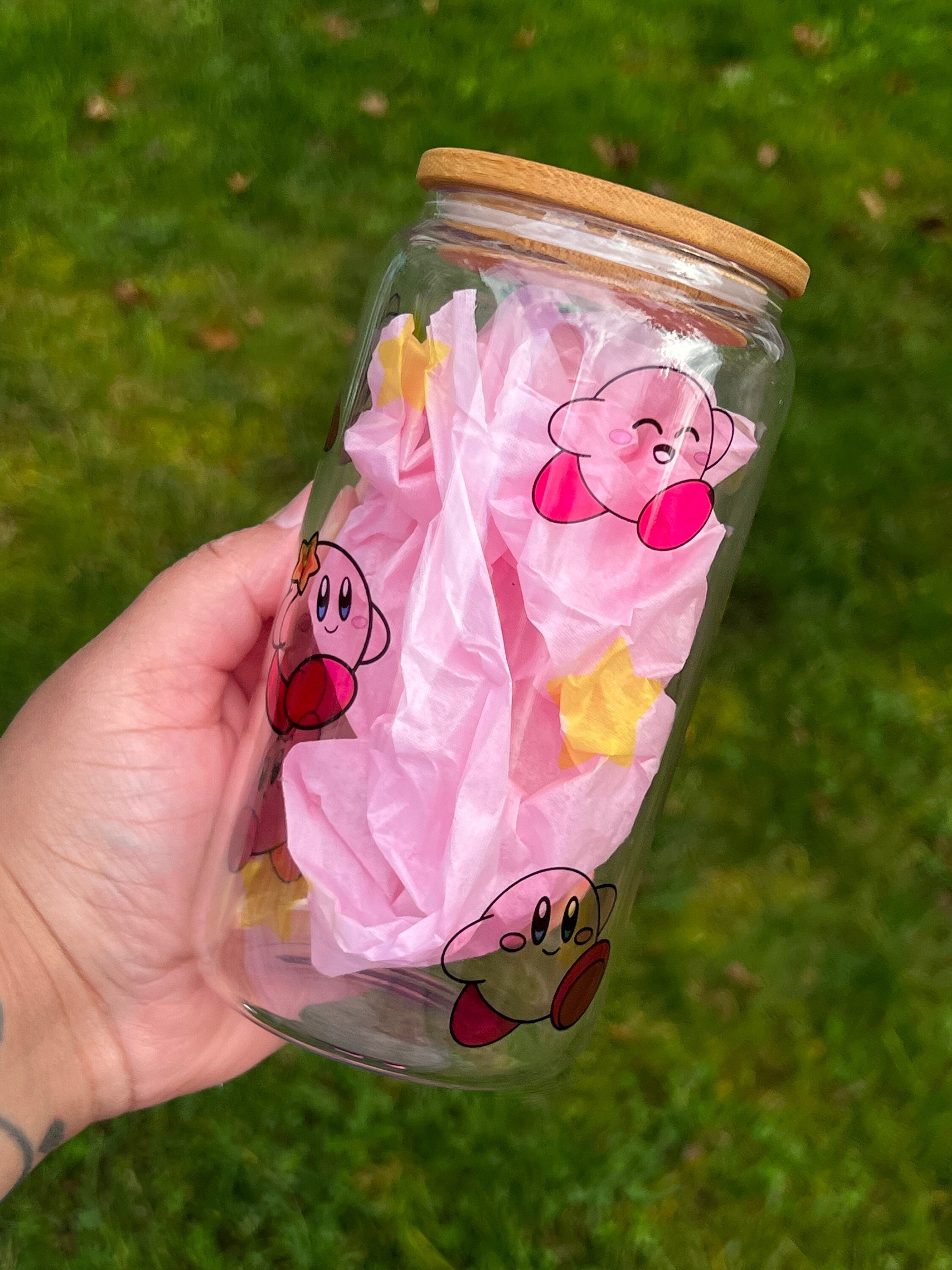 Kirby Libbey Glass Cup / Cute Kirby Libbey Glass Cup/ Clear or Frosted ...