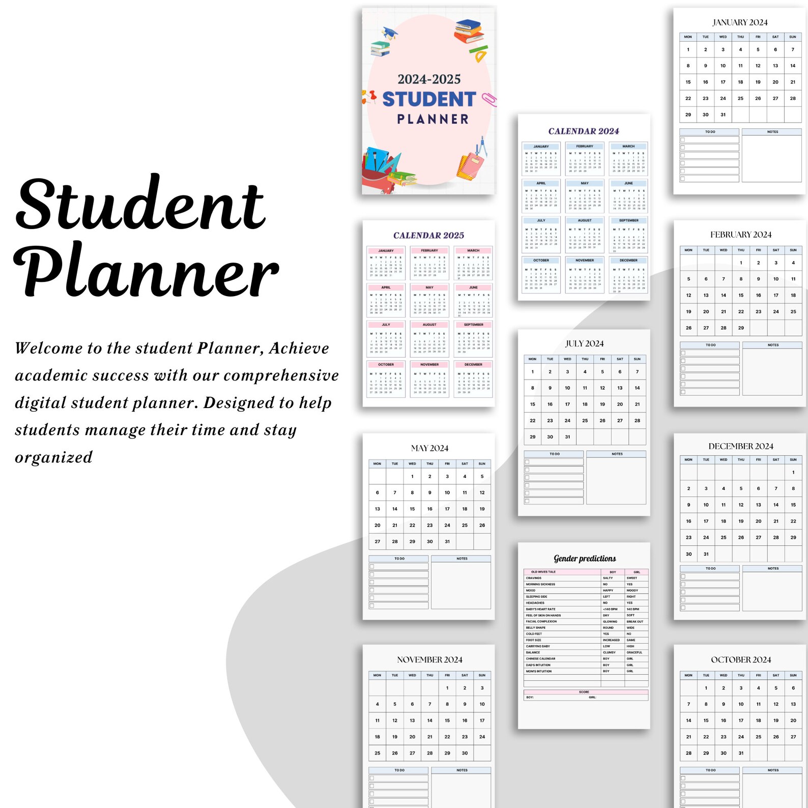 Printable Planner, Printable Student Planner Bundle, ,college Academic ...