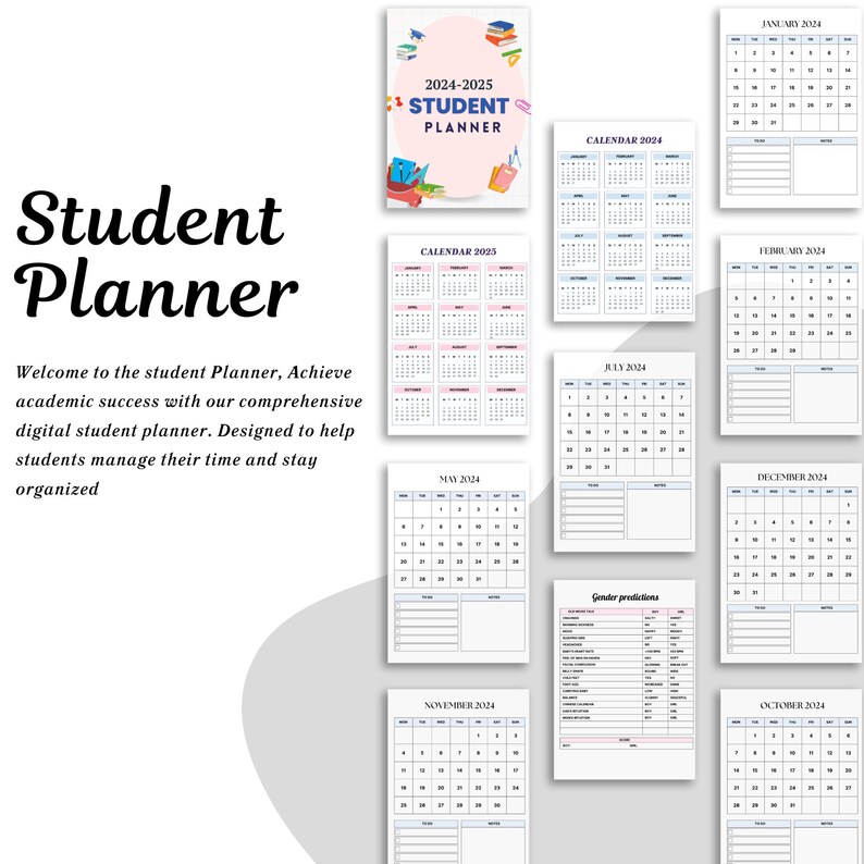 Printable Planner, Printable Student Planner Bundle, ,college Academic ...