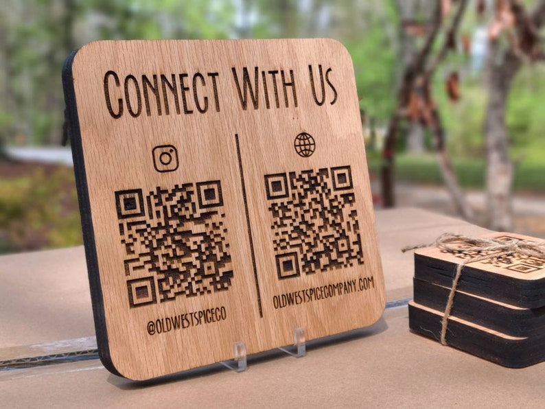 Wooden QR Codes With Stand - Etsy