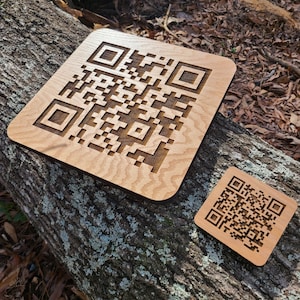 Wooden Engraved QR Code - Etsy