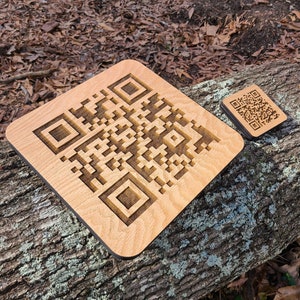 Wooden Engraved QR Code - Etsy