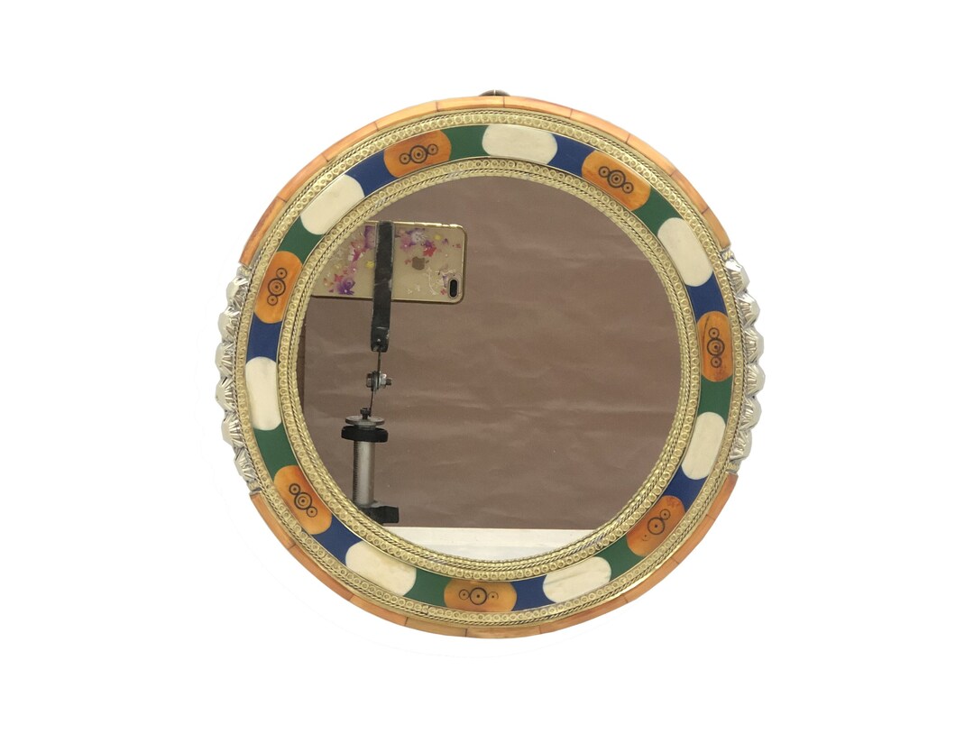 Vintage Resin & Copper Vanity Mirror: Rustic Decorative Wall Mirror for ...