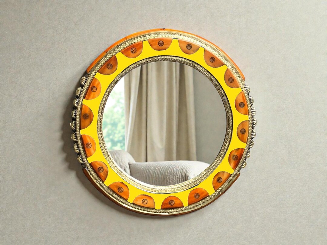 Resin & Copper Vanity Mirror Set: Rustic Wood Frame, Metal Makeup ...