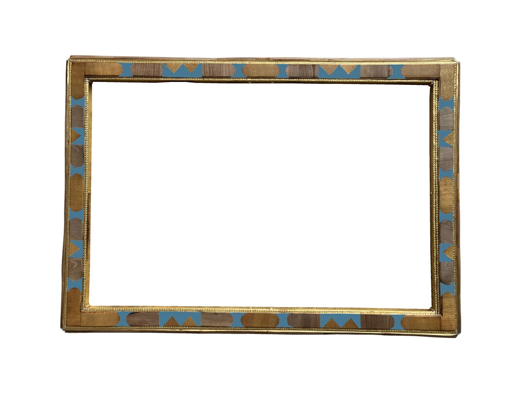 Blue Rectangular Frame of Walnut Wood Rectangular Shape Wall Hanging ...