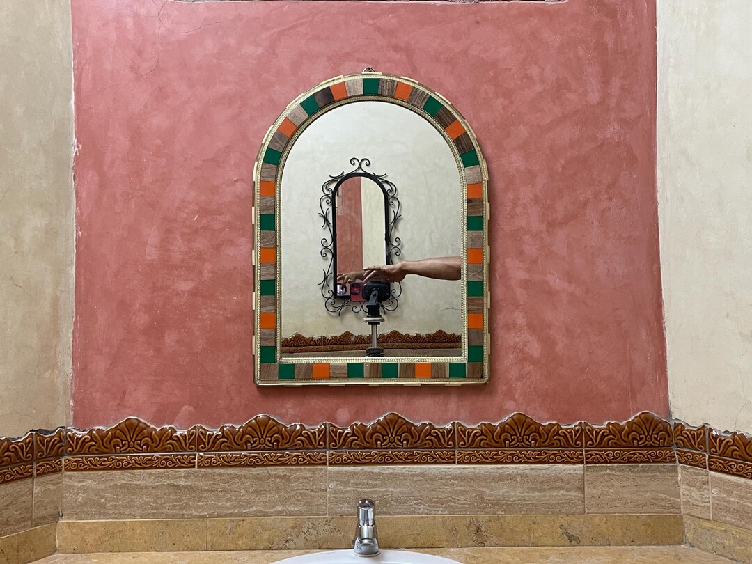 Handcrafted & Copper Vanity Mirror Set: Rustic Wooden Frame Makeup to ...