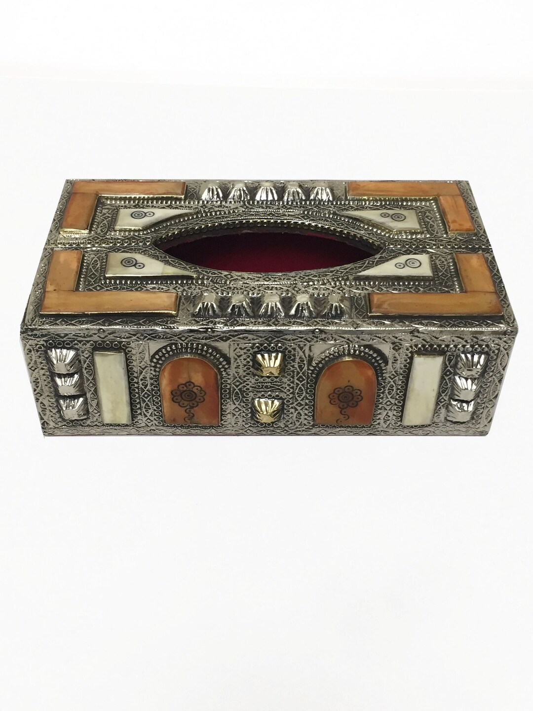 Handkerchief Box Decorative Box With Bone White Copper Gift for Her Mom ...