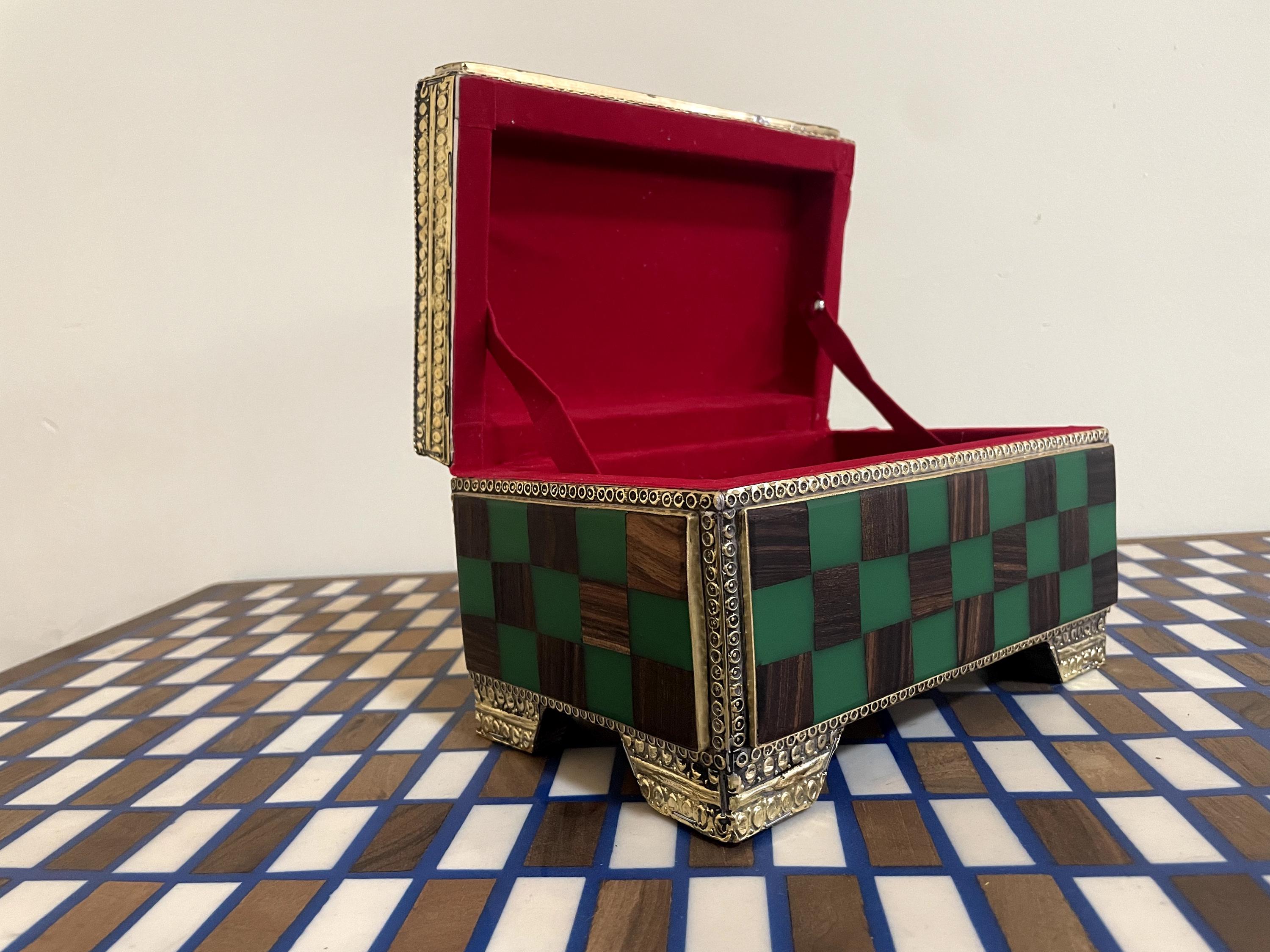 Walnut Wood Jewelry Box With Resin Inlay - Handcrafted Vintage ...