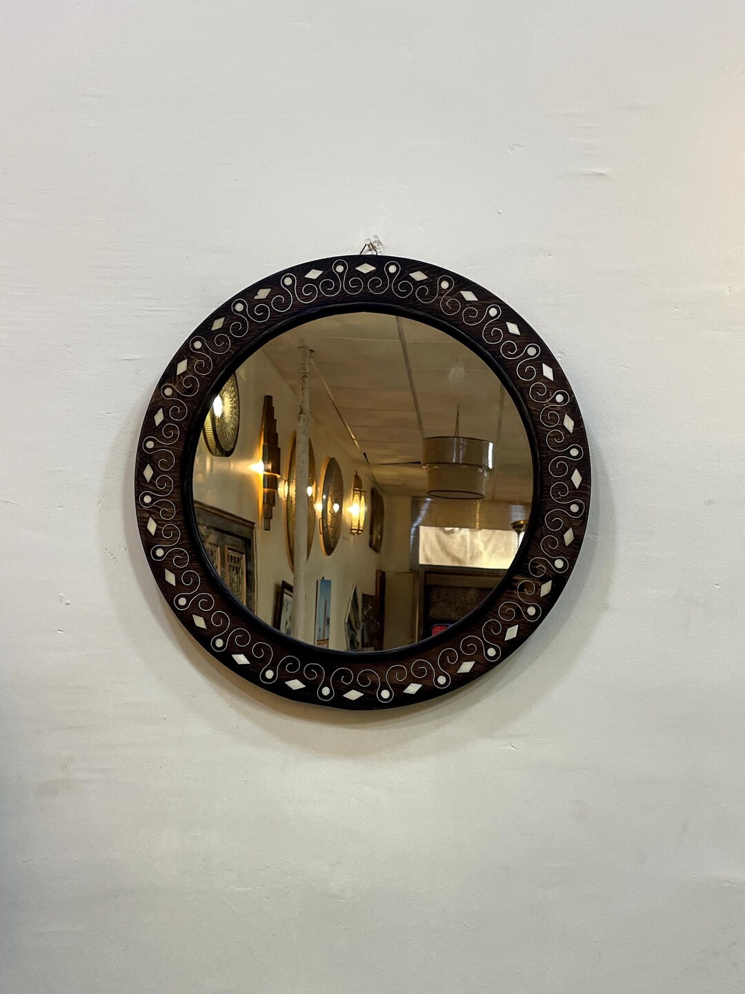 Resin & Copper Vanity Mirror Set: Rustic Wooden Frame, Metal Makeup ...