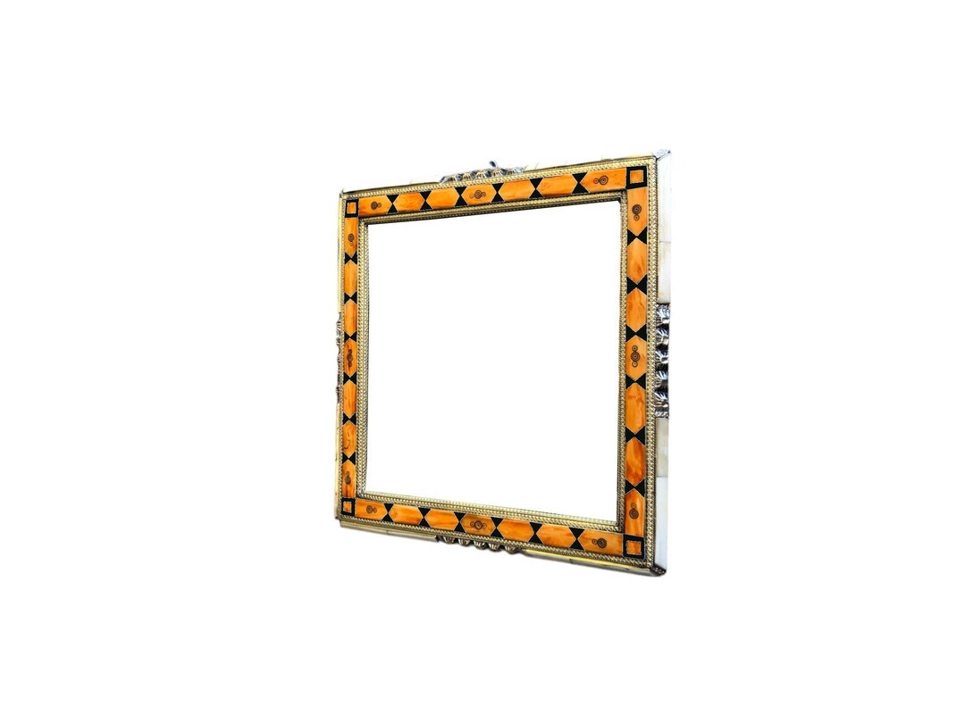 Handmade Resin & Copper Vanity Mirror Set – Rustic Wooden Frame ...