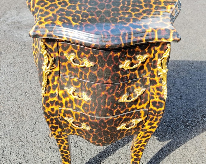 Leopard Chest of Drawers Side Table Nightstand Animal Print Accent ...