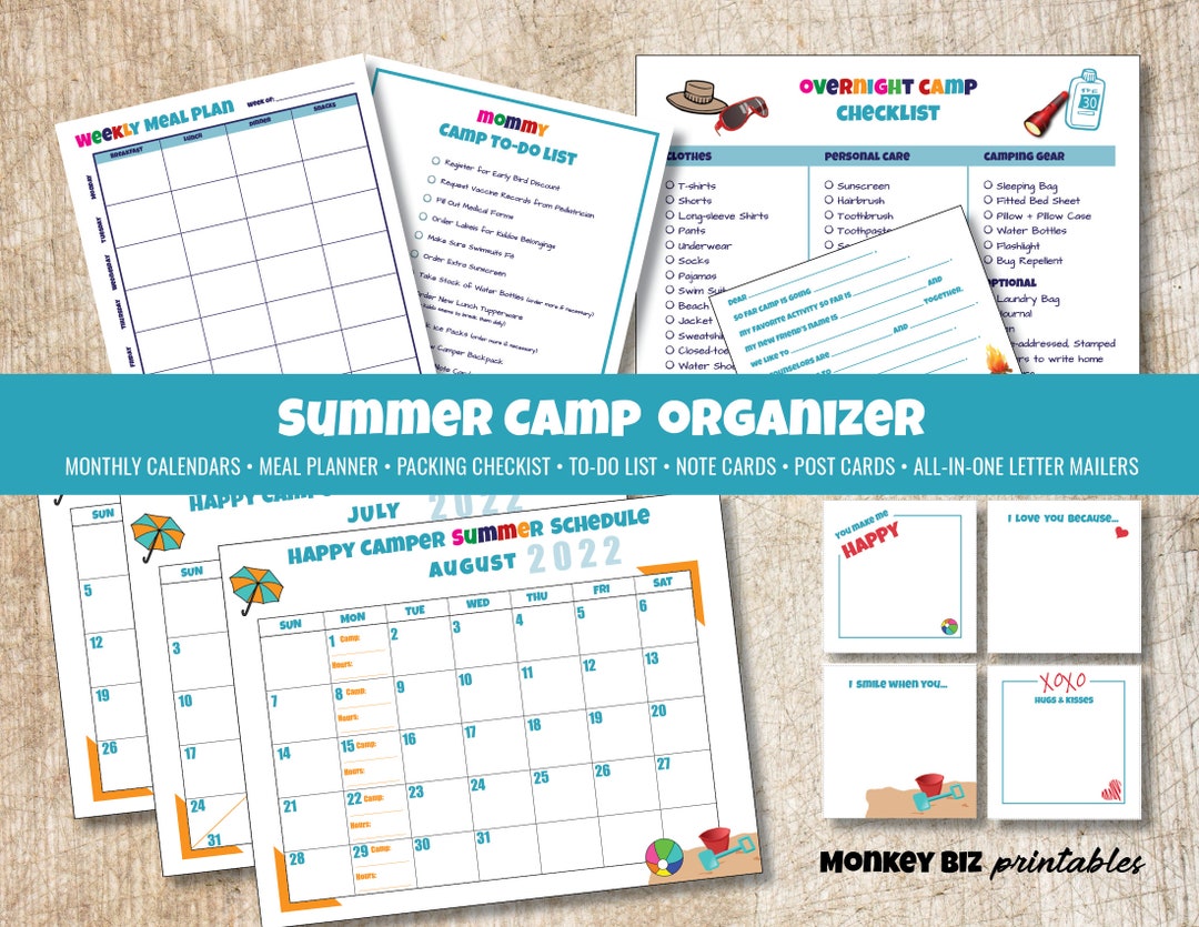 Summer Camp Organizer | Monthly Planner | Camping Checklist | Summer ...